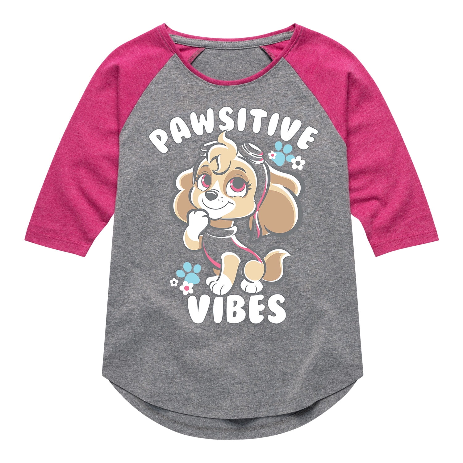 Paw Patrol - Pawsitive Vibes - Toddler And Youth Girls Raglan Graphic T ...
