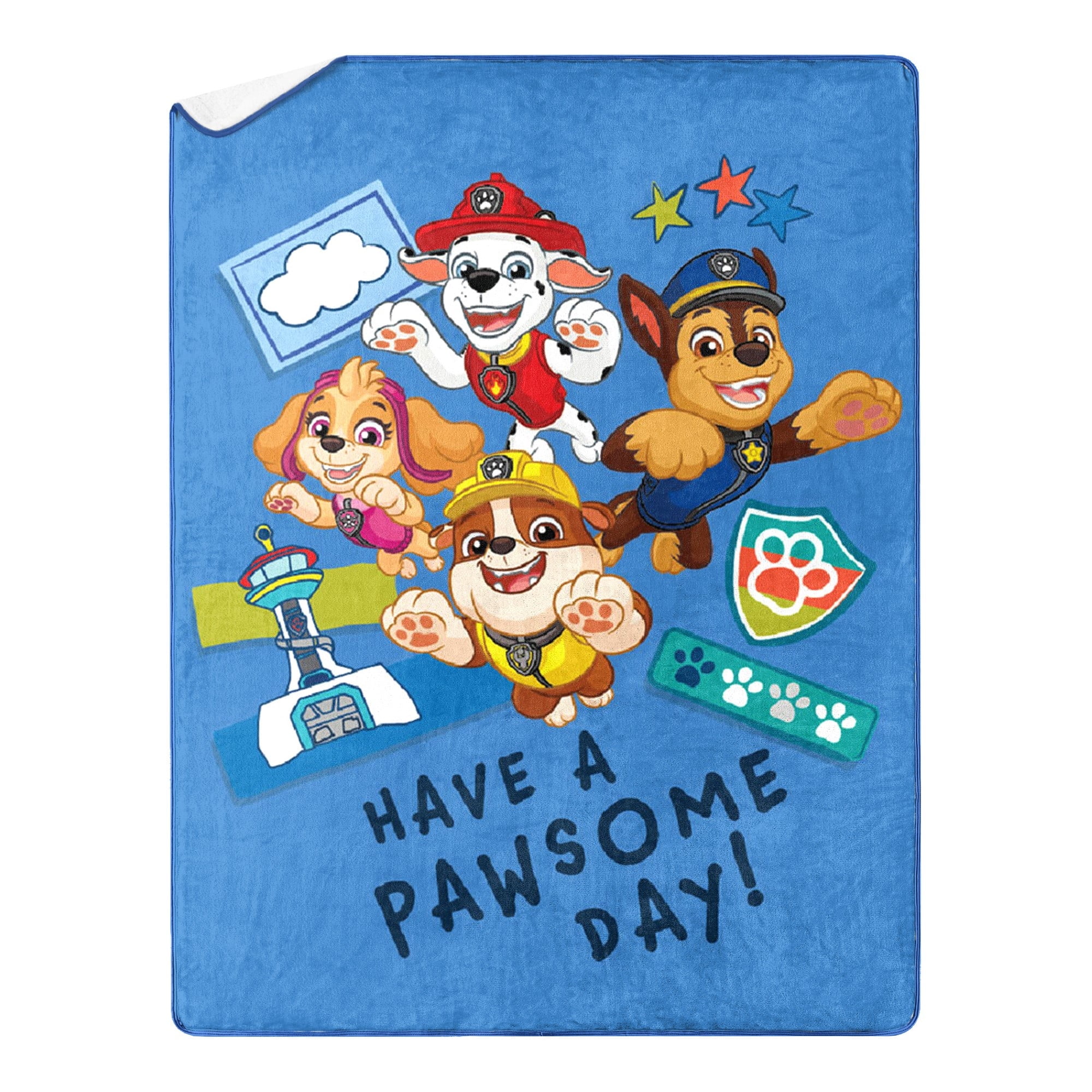 Paw Patrol Pawsome Day Kids Silk Touch Throw Blanket with Sherpa ...