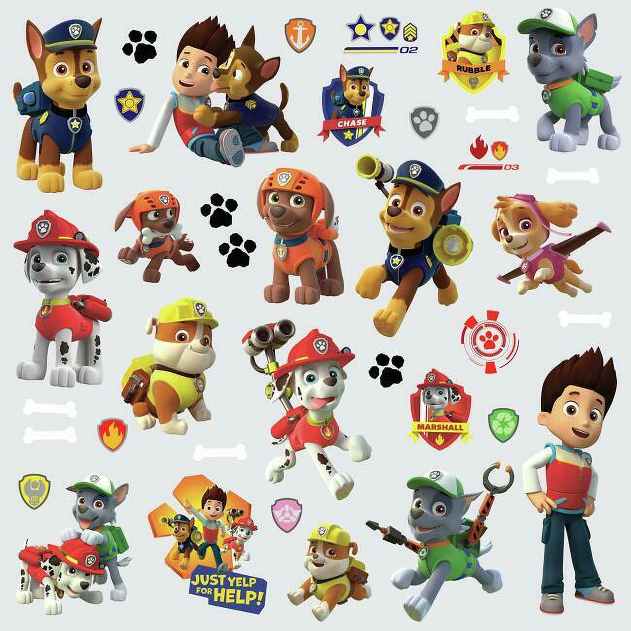 Paw Patrol Peel and Stick Wall Decals RMK2640SCS Nickelodeon Kids ...