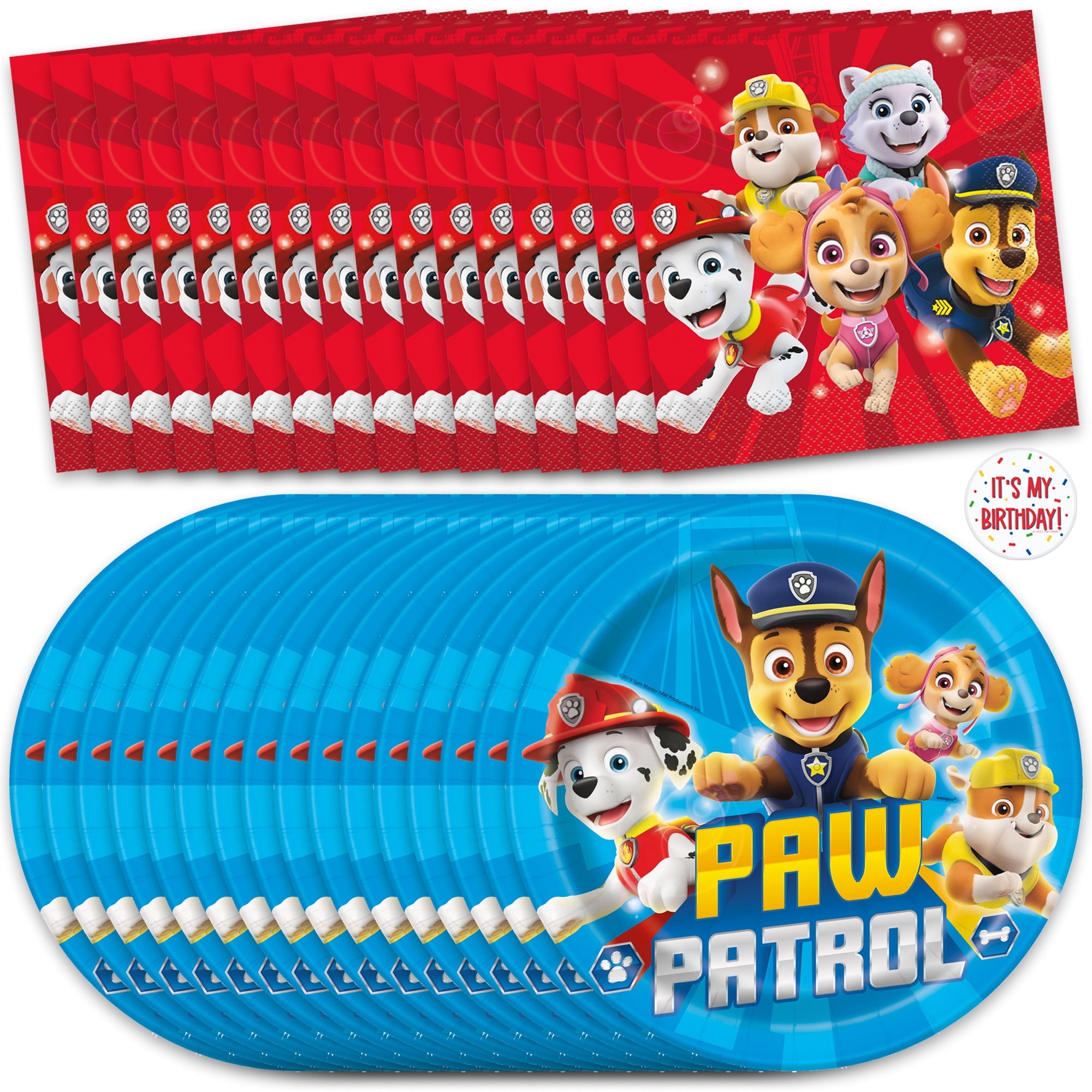Unique Paw Patrol Plates and Napkins for Birthday Party 16 Pack, 9-inch ...
