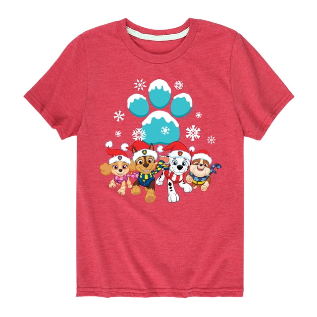 Paw Patrol - Pup Group Snowy Pawprint - Toddler And Youth Short Sleeve ...