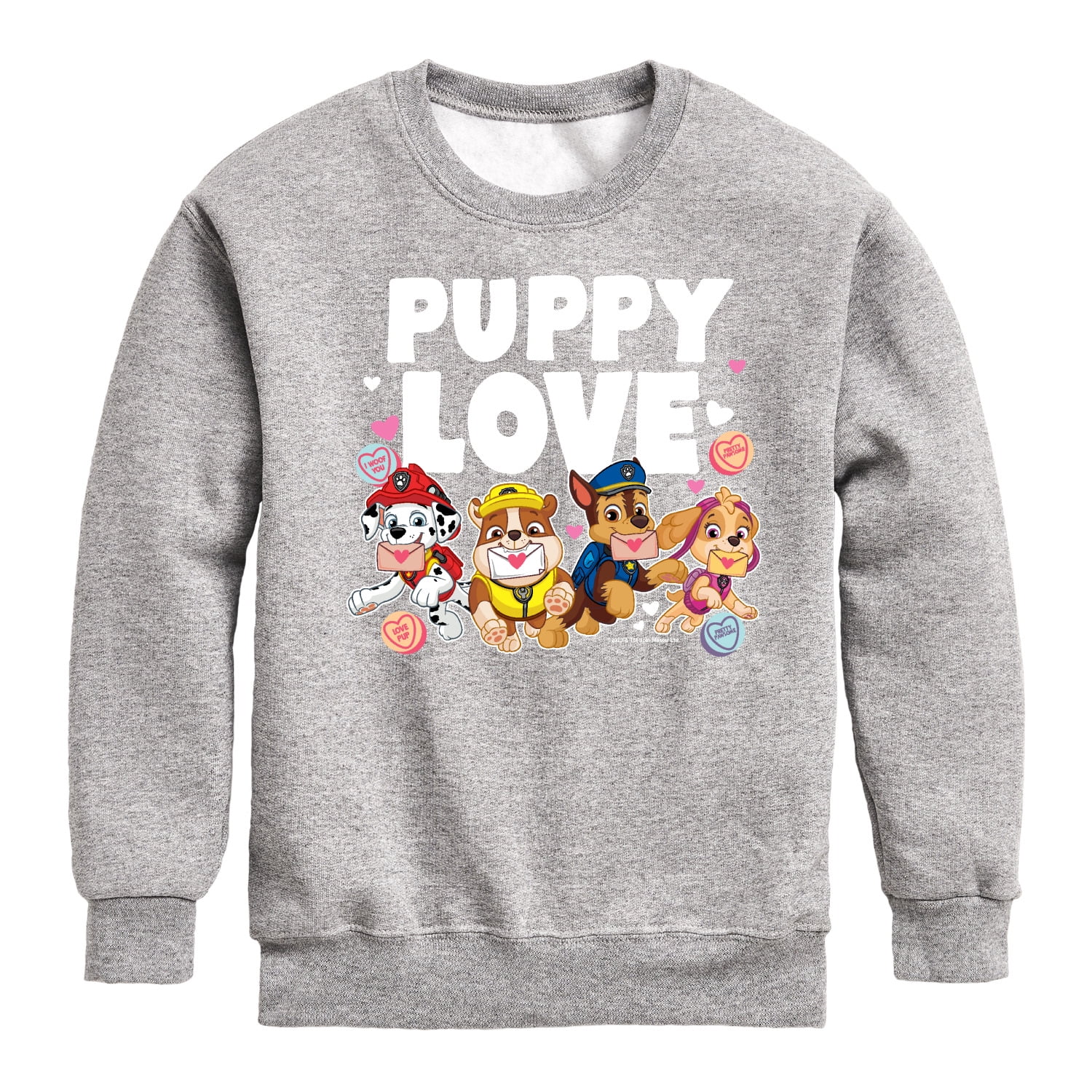 Paw Patrol - Puppy Luv - Toddler And Youth Crewneck Fleece Sweatshirt ...