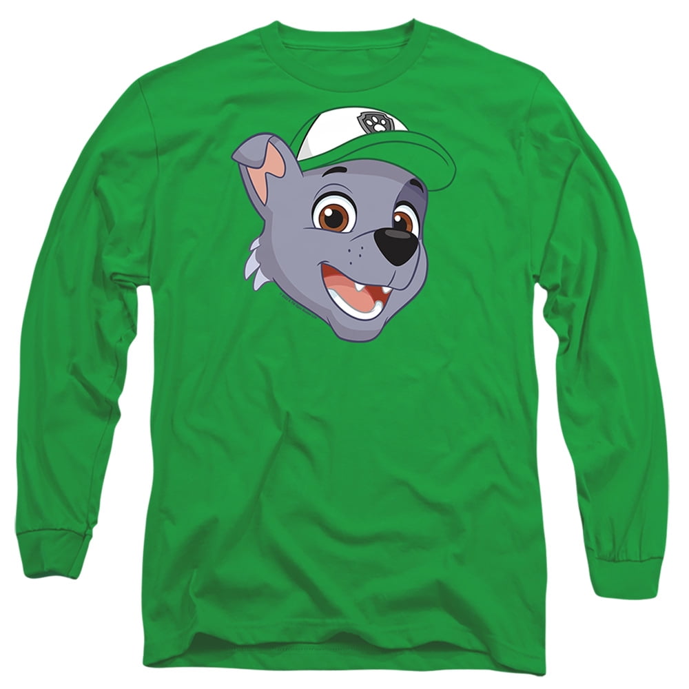 Paw Patrol Rocky Grin Unisex Adult Long-Sleeve T Shirt (X-Large) Kelly ...