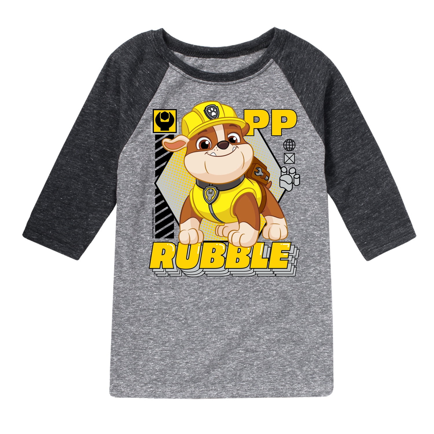 Paw Patrol - Rubble Graphic - Toddler & Youth Raglan Graphic T-Shirt ...