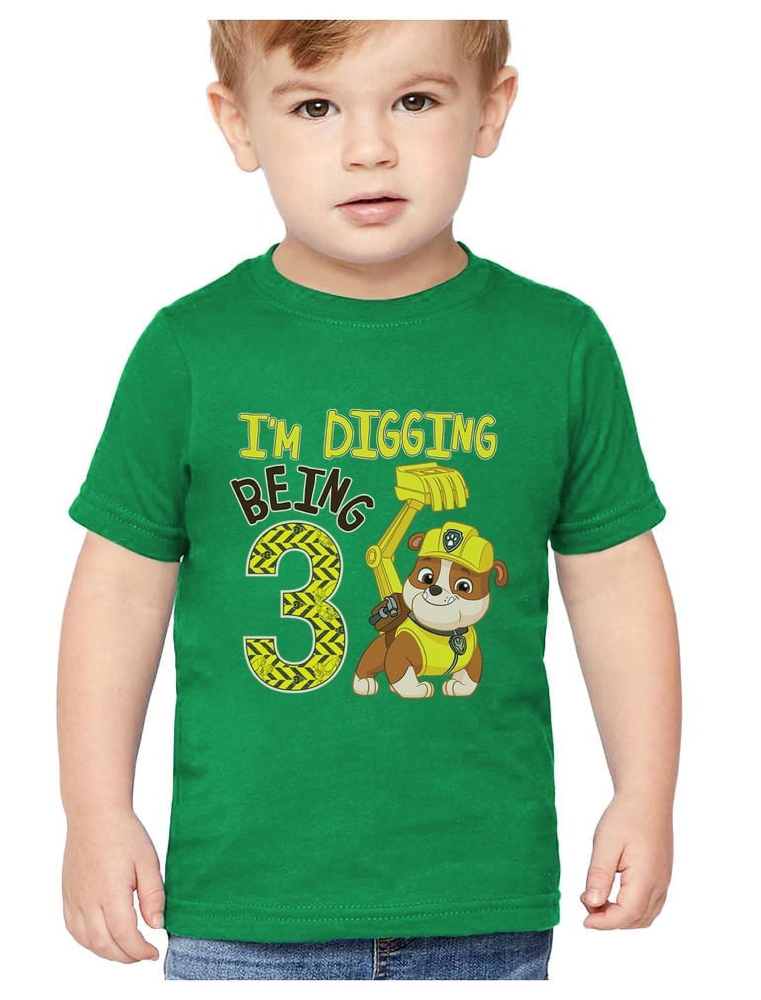 Tstars Boys' Paw Patrol 3rd Birthday Shirt - Rubble Digging Tee ...