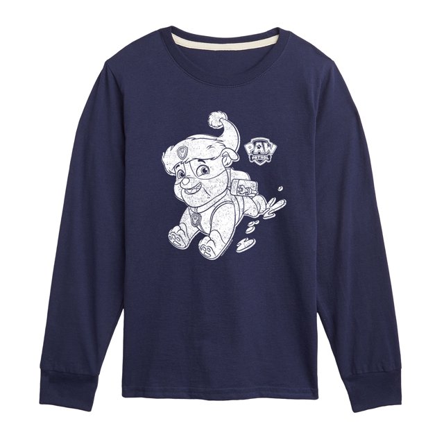 Paw Patrol - Rubble Santa Hat - Toddler And Youth Long Sleeve Graphic T ...