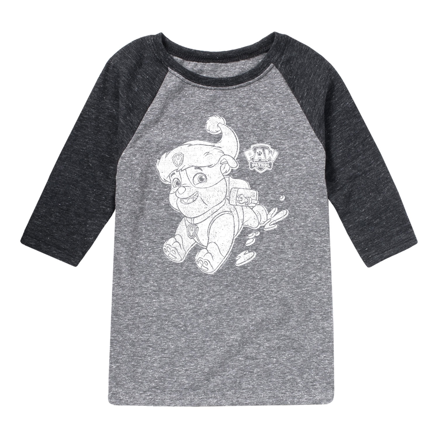 Paw Patrol - Rubble Santa Hat - Toddler And Youth Raglan Graphic T ...