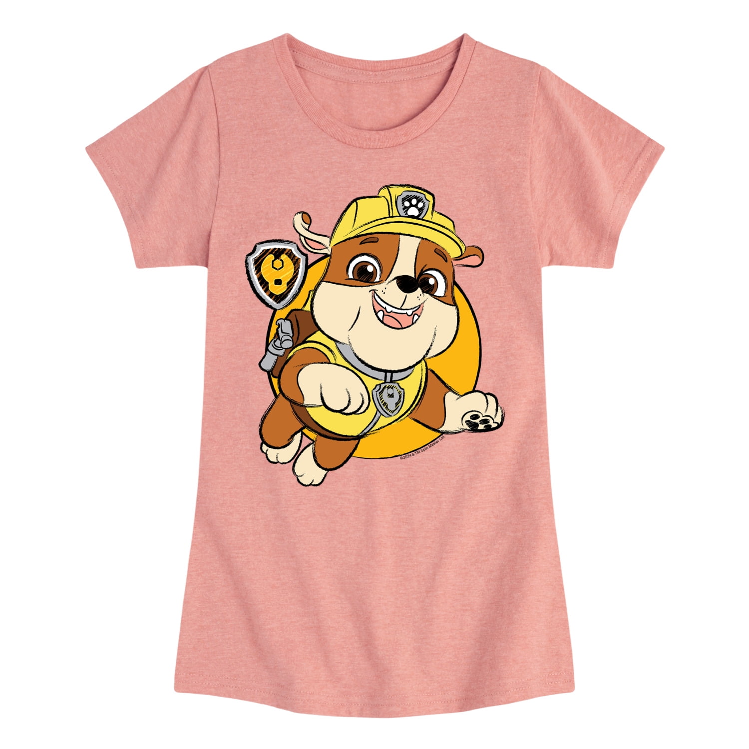 Paw Patrol - Rubble Sketch - Toddler & Youth Girls Short Sleeve Graphic ...