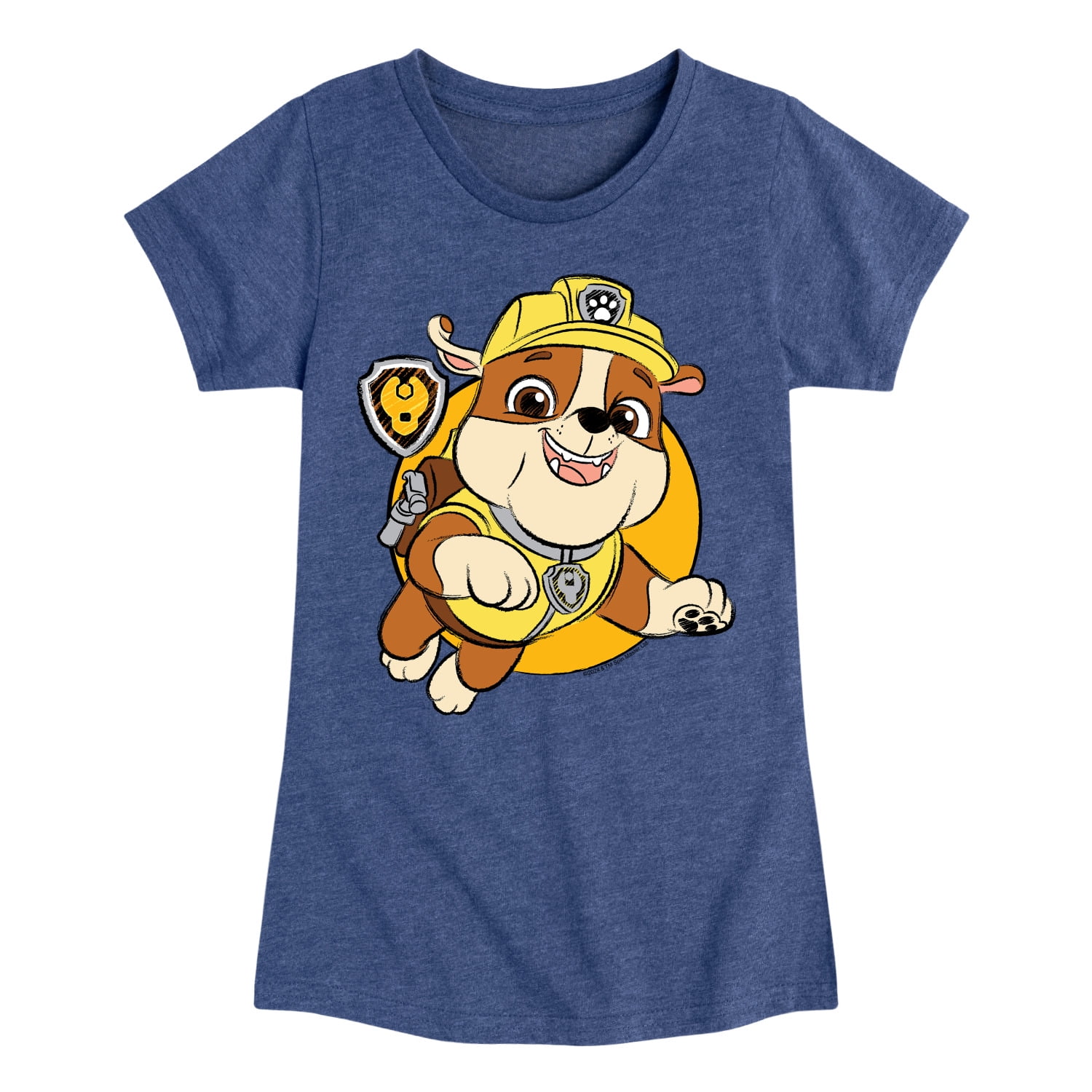 Paw Patrol - Rubble Sketch - Toddler & Youth Girls Short Sleeve Graphic ...