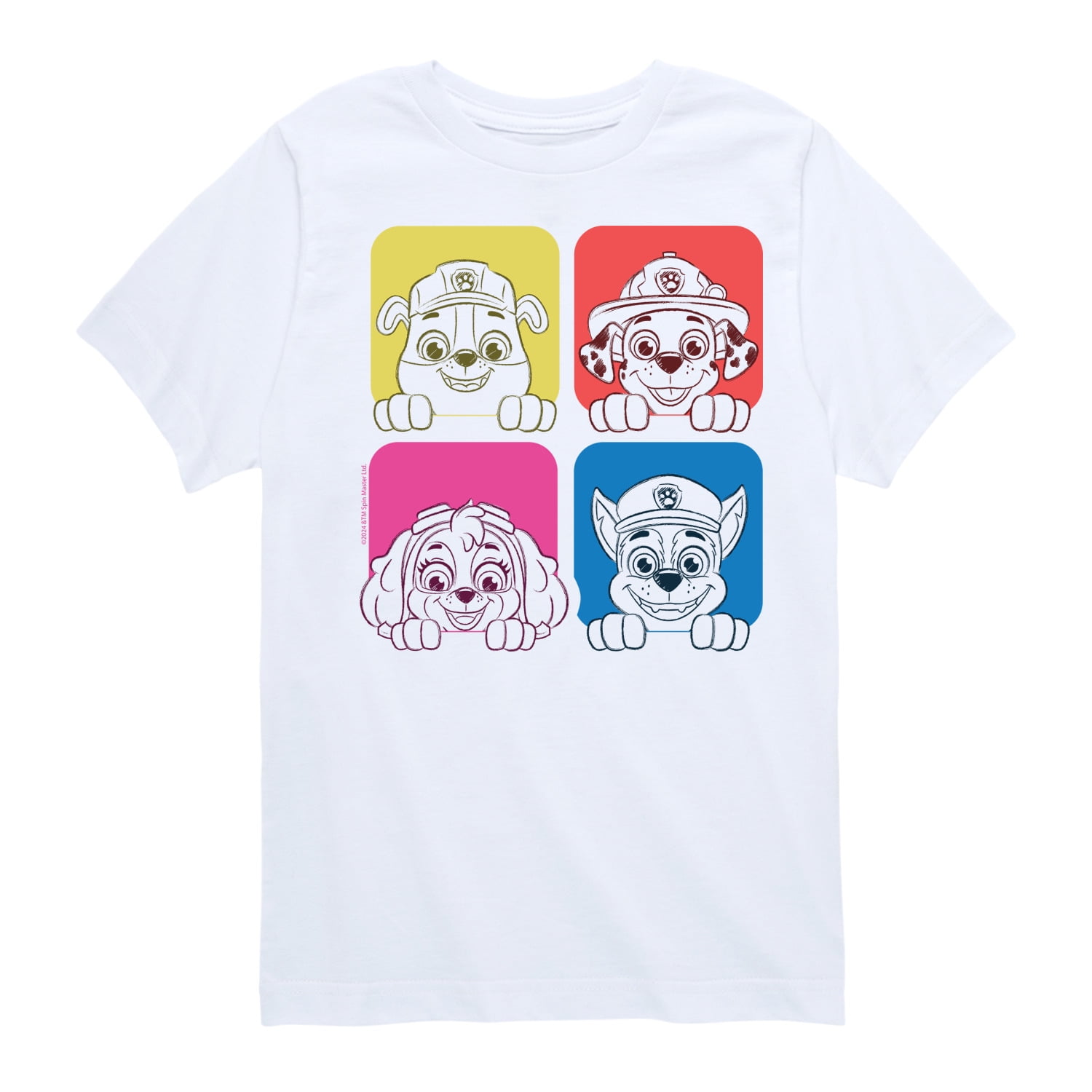 Paw Patrol - Sketch Grid - Toddler & Youth Short Sleeve Graphic T-Shirt ...