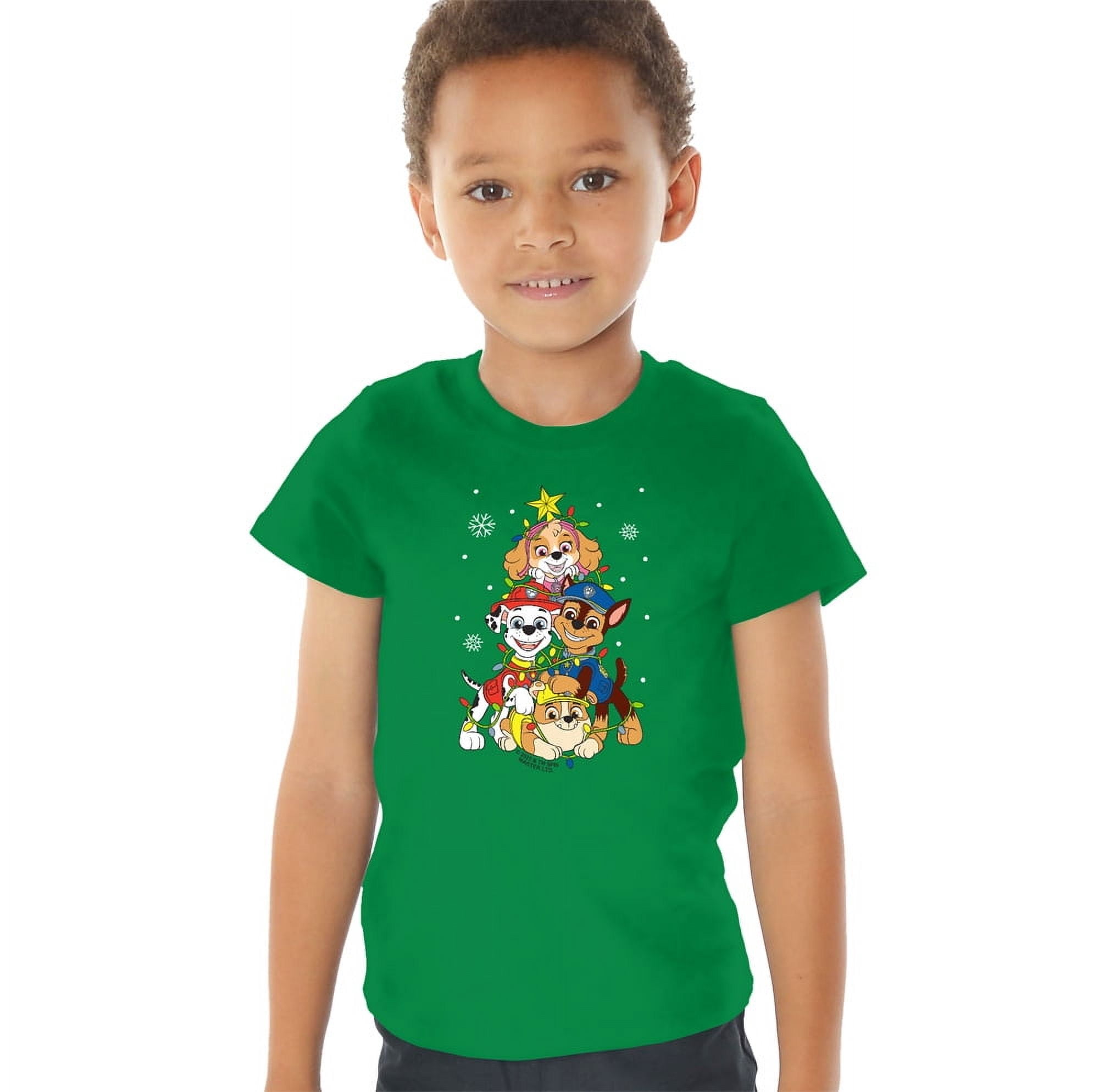Paw Patrol Sky Chase Christmas Tree Kids T Shirt (3) for Toddler Boys ...