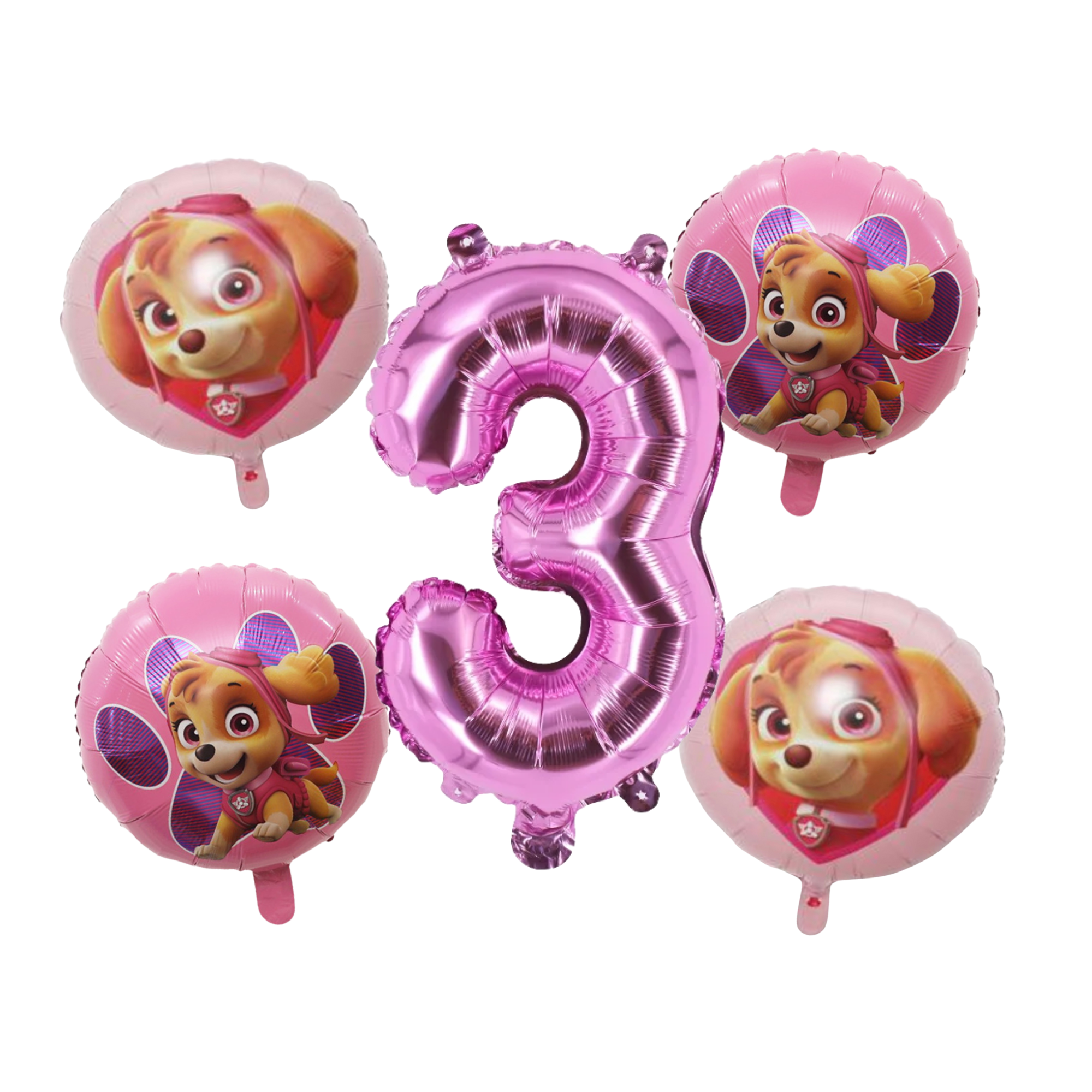 Paw Patrol Skye 3rd Birthday Foil Balloon Set Pink Purple Girls ...