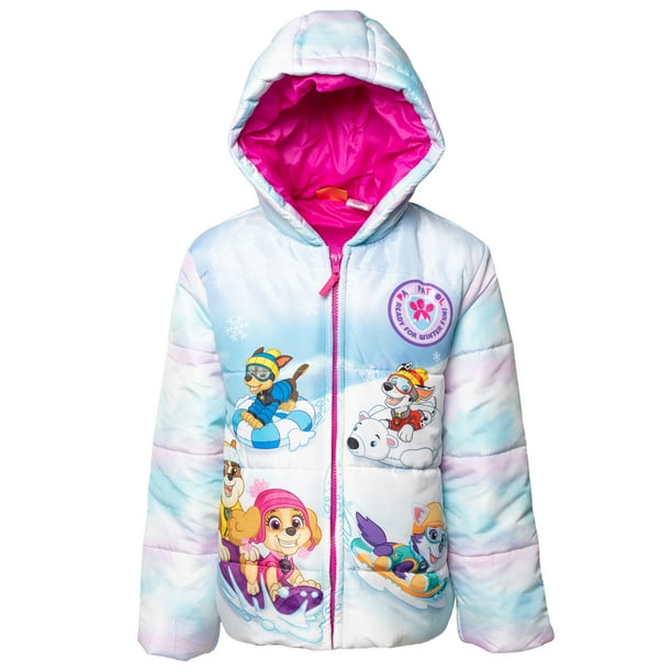 Paw Patrol Skye Chase Marshall Toddler Girls Zip Up Puffer Jacket ...