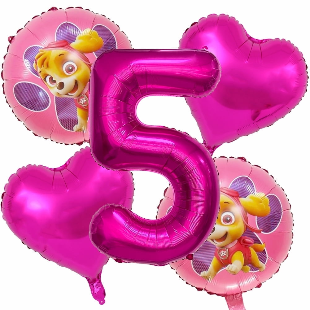5PCS Paw Patrol Balloons Skye Dog Balloons Puppy Balloons 5th Birthday ...