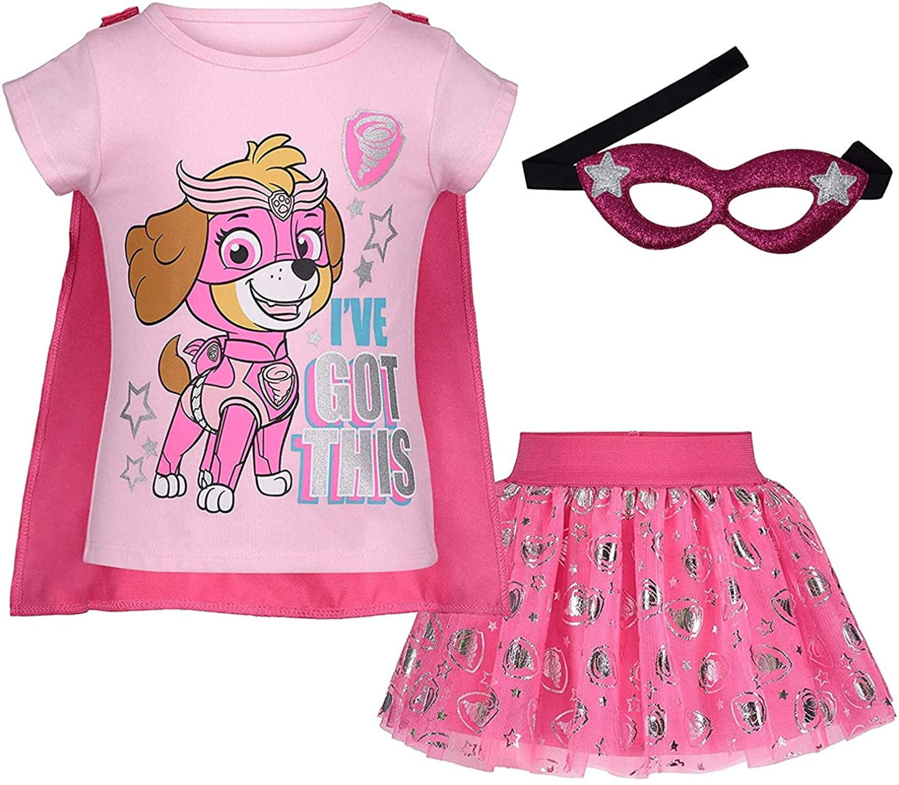 Paw Patrol Skye Little Girls Cosplay T-Shirt Tulle Tutu Cape and Mask 4 ...