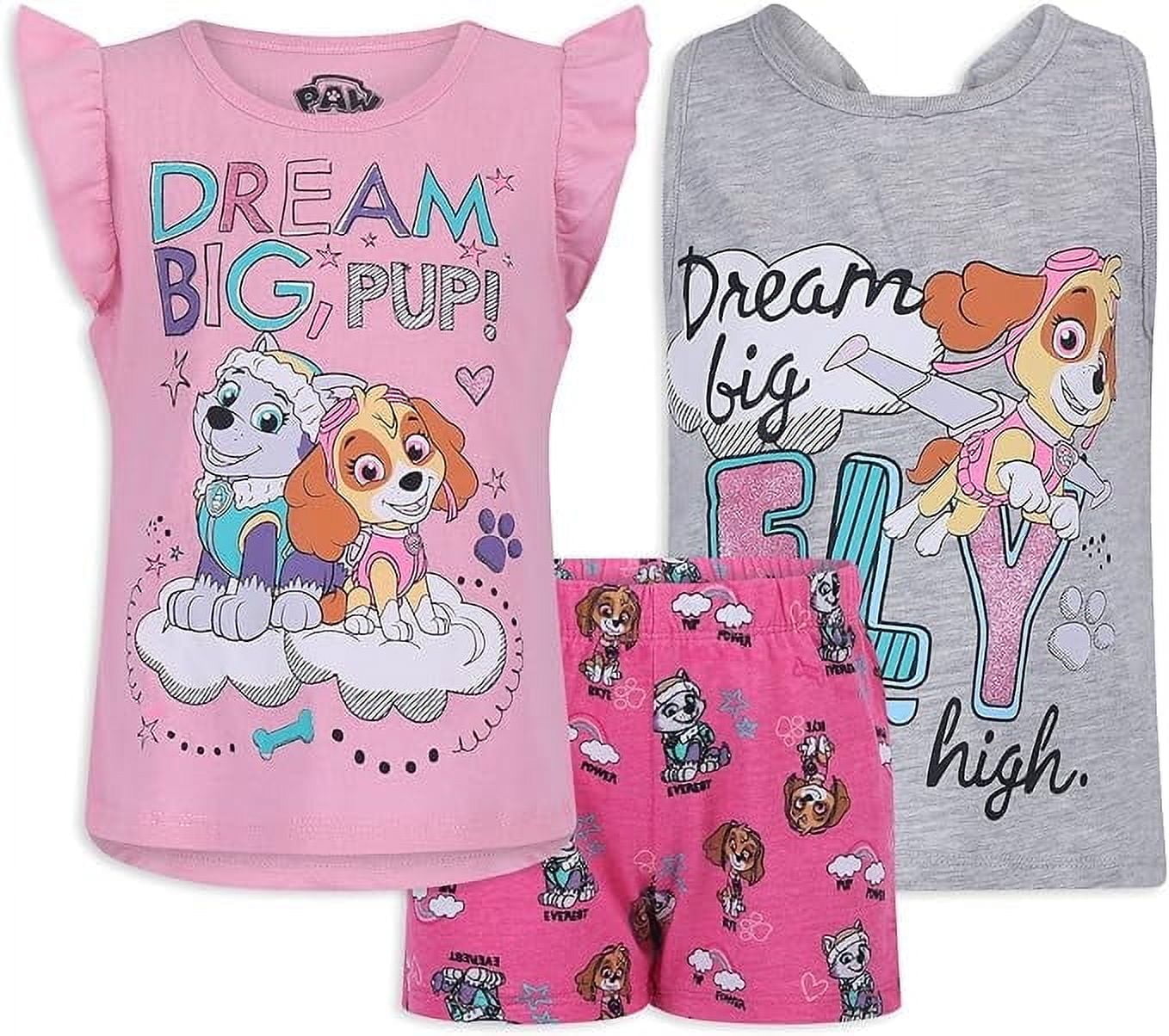 Paw Patrol Skye and Everest Girls 3 Piece Set; 2 Short Sleeve T-Shirts ...