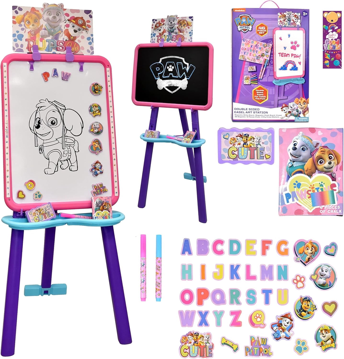 Paw Patrol Standing Art Easel for Kids with Magnetic Whiteboard ...