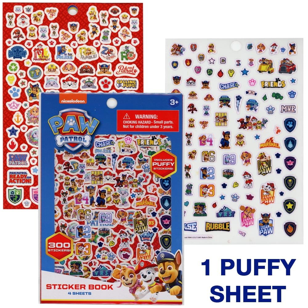 Paw Patrol Sticker Book with Puffy Stickers 4 Sheet - Walmart.com