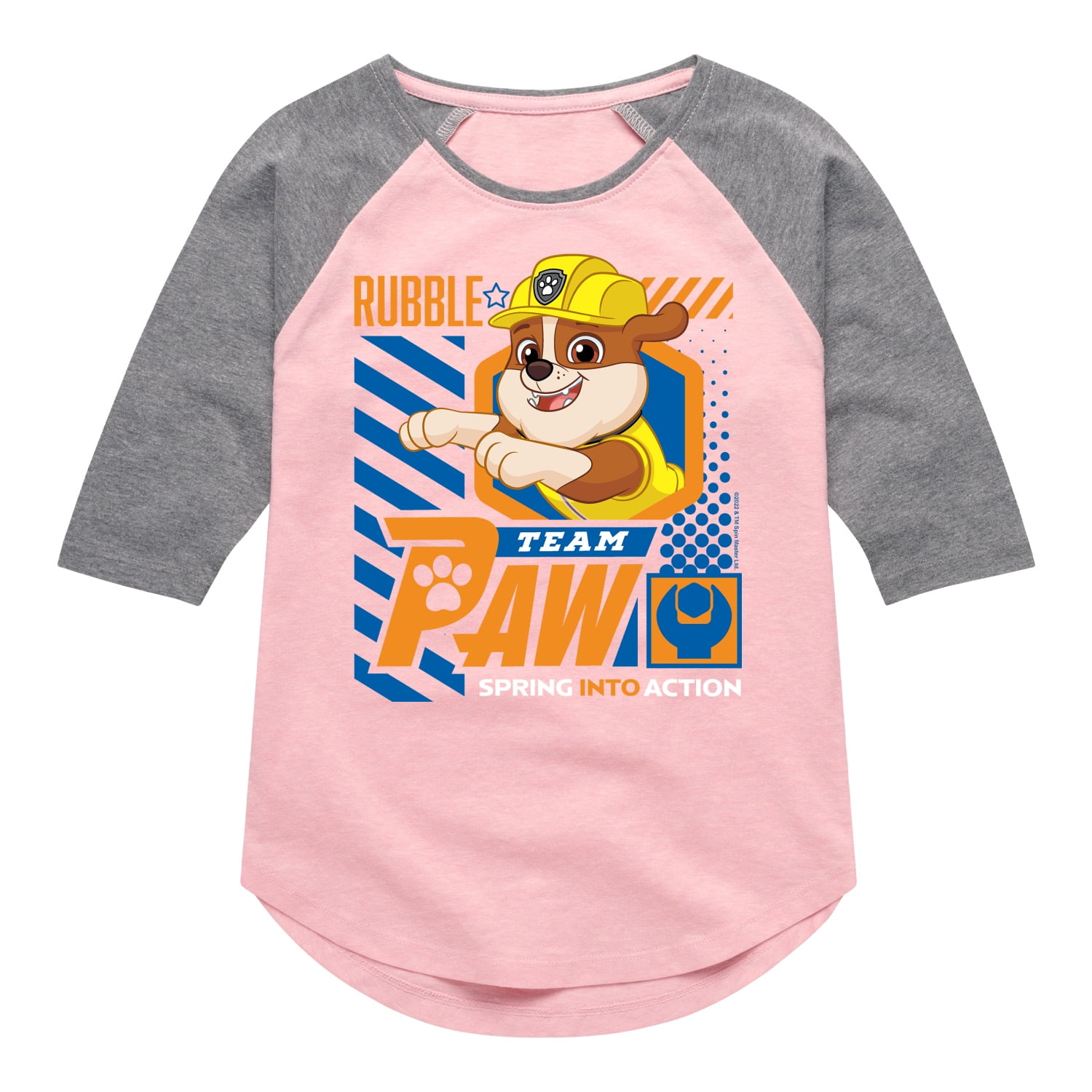 Paw Patrol - Team Paw Rubble - Toddler & Youth Girls Raglan Graphic T ...