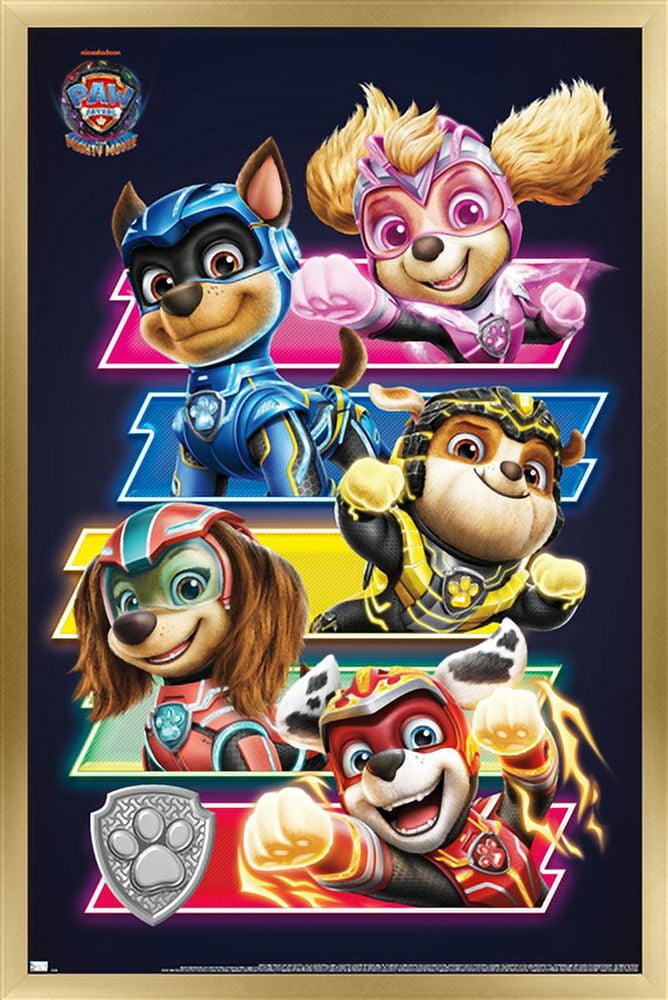 Paw Patrol: The Mighty Movie - Bars Wall Poster, 22.375" x 34" Framed - Walmart.com