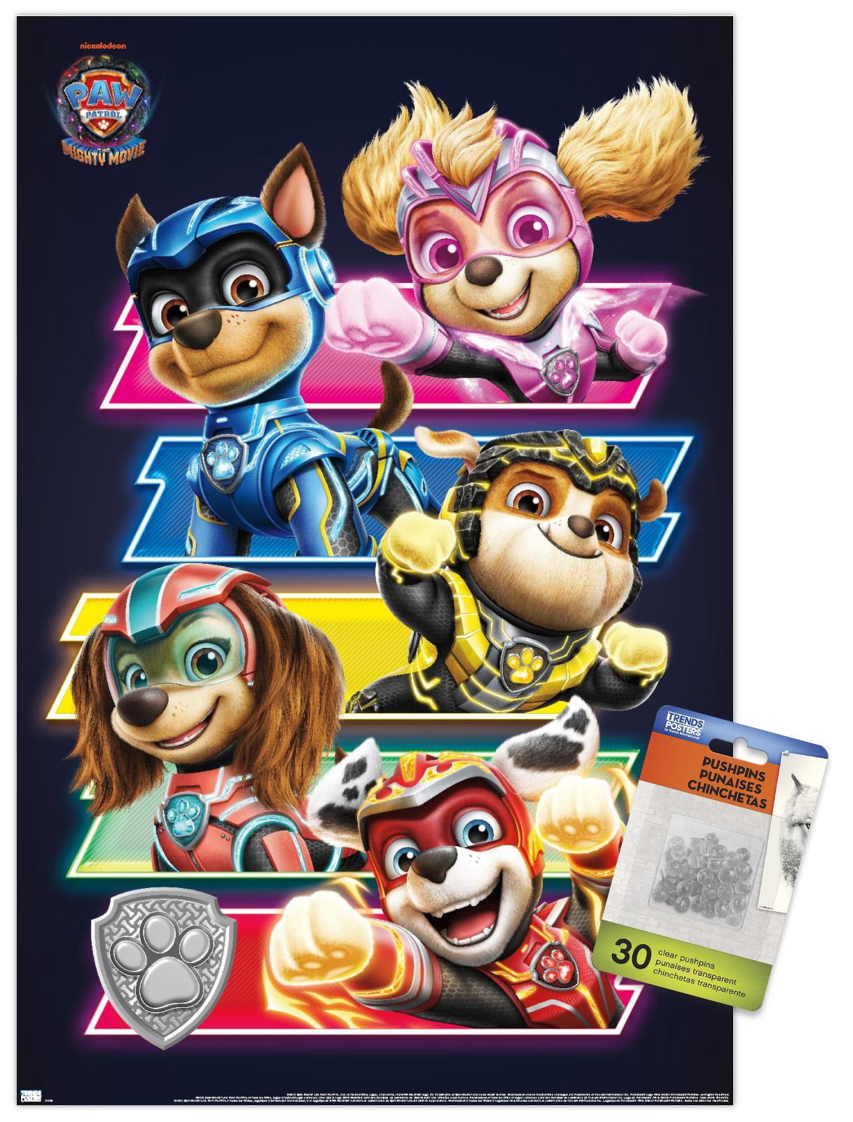 Paw Patrol: The Mighty Movie - Bars Wall Poster with Push Pins, 14.725 ...