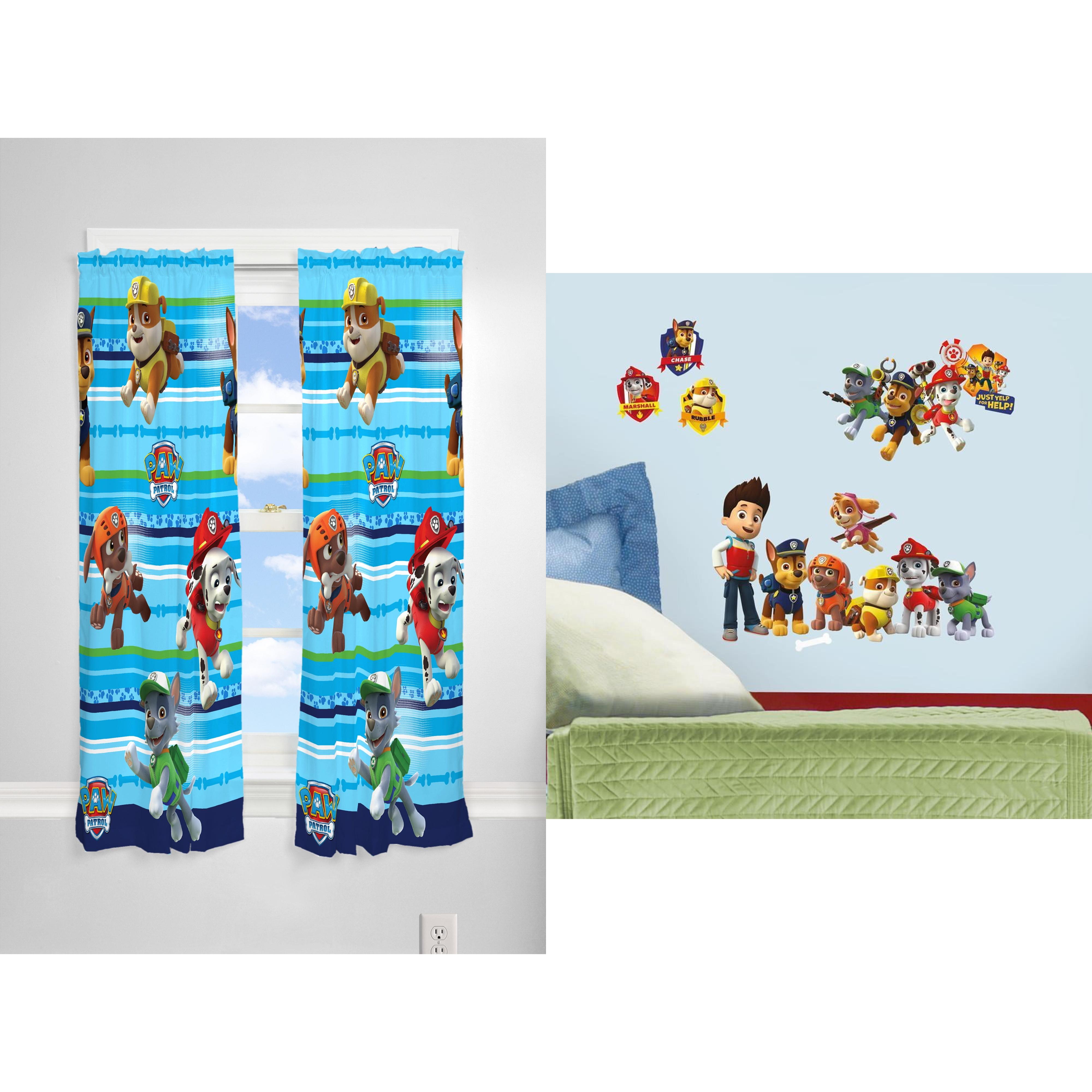 Paw Patrol Wall Decal & Curtain Bundle - Walmart.com