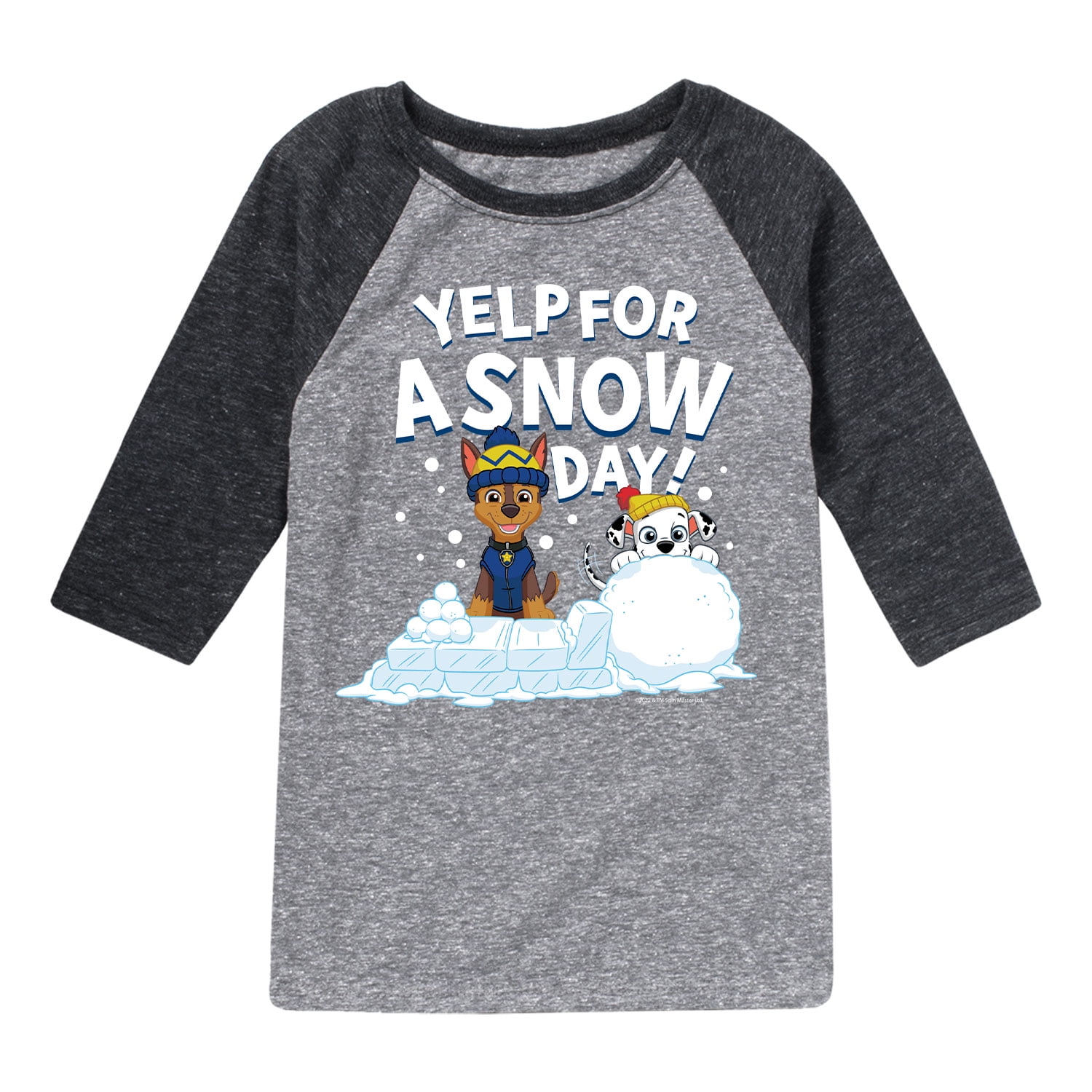 Paw Patrol - Yelp For Snow Day - Toddler And Youth Raglan Graphic T ...
