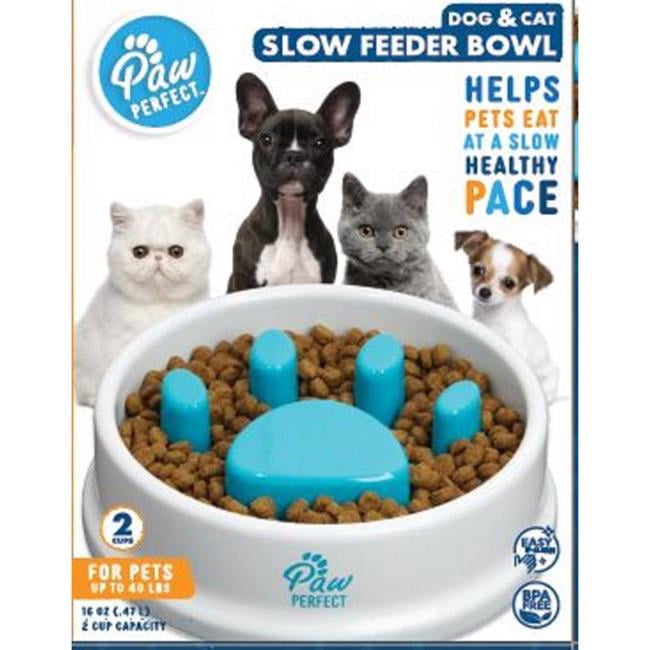 Paw Perfect 6038560 16 oz Plastic Slow Feeder for Cats & Dogs - White ...