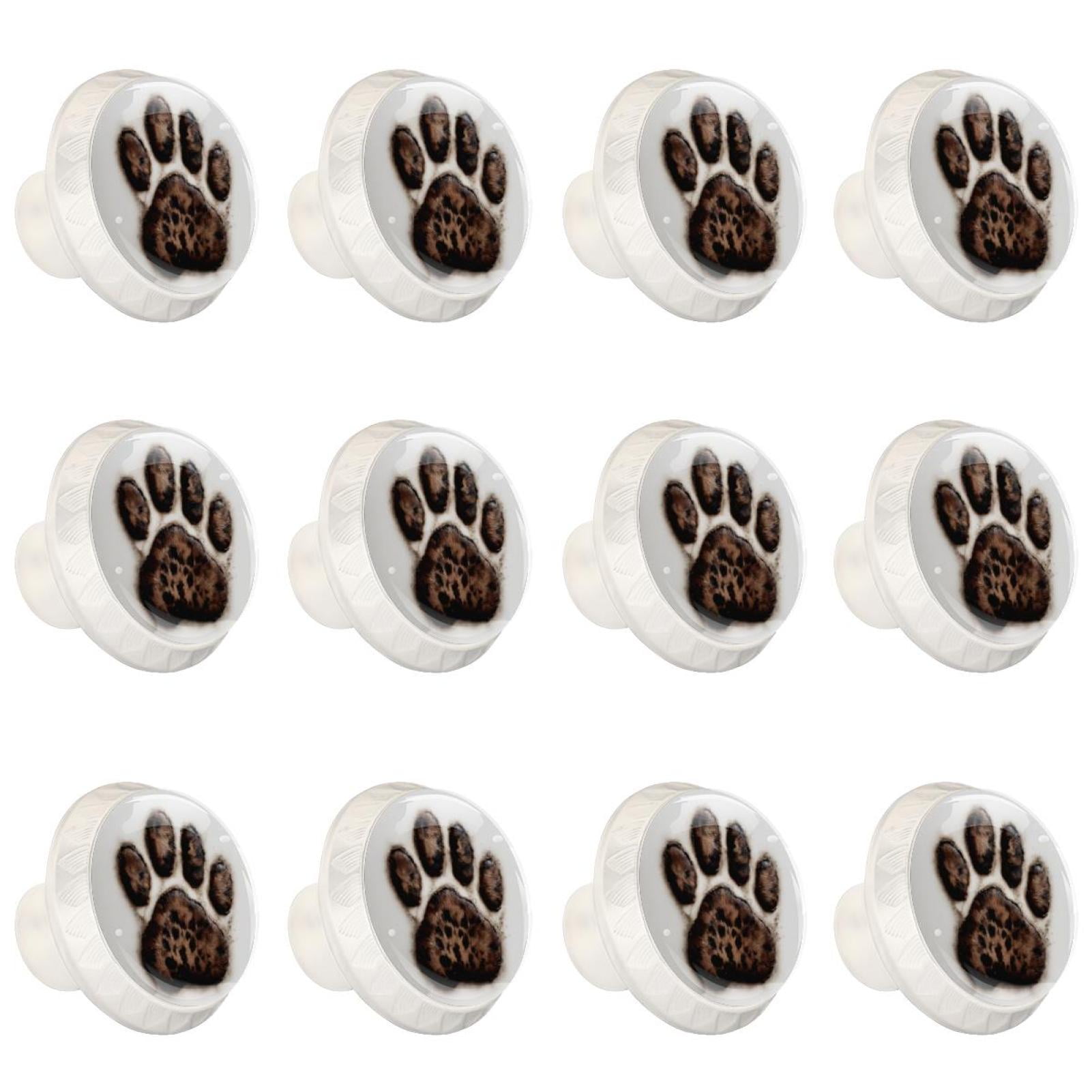 Paw Print 12 Pcs White Round Drawer Pulls with Screws,ABS and Glass ...