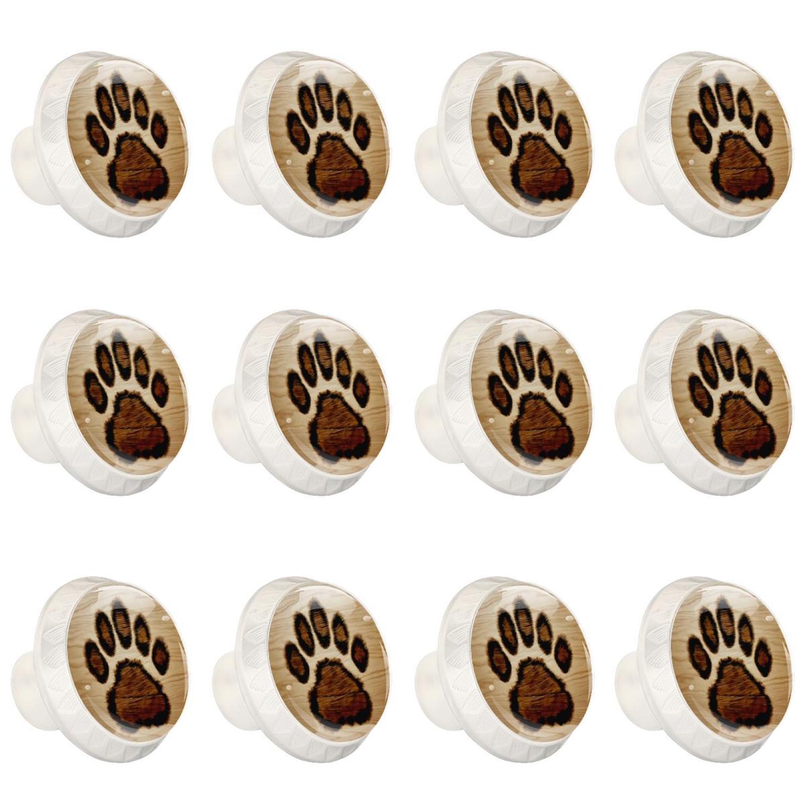 Paw Print 12 Pcs White Round Drawer Pulls with Screws,ABS and Glass ...