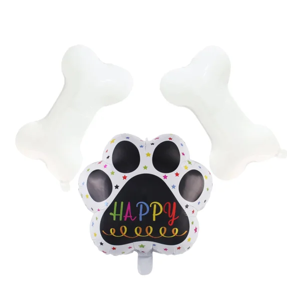 Paw Print And Bone Balloon Set – White Paw Theme For Pet-Themed Parties ...