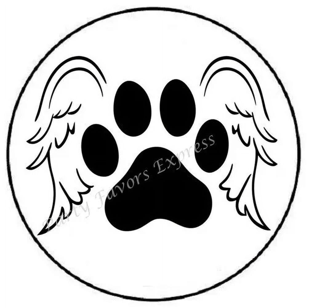 Paw Print Angel Wings In Memory Sticker Party Favors Sticker Envelope ...