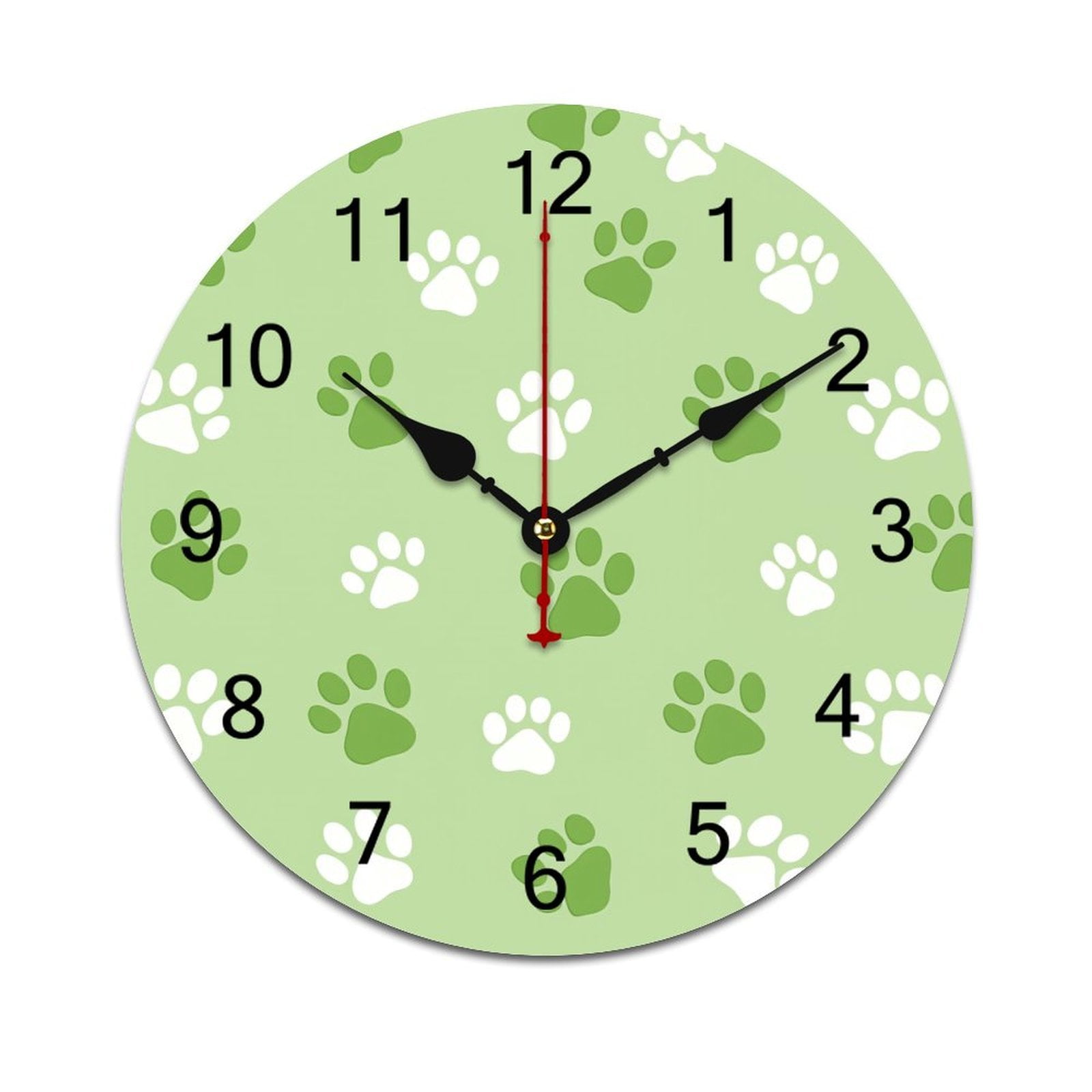 Paw Print Bedroom Wall Clock Large Modern Kitchen Dinning Round Living ...