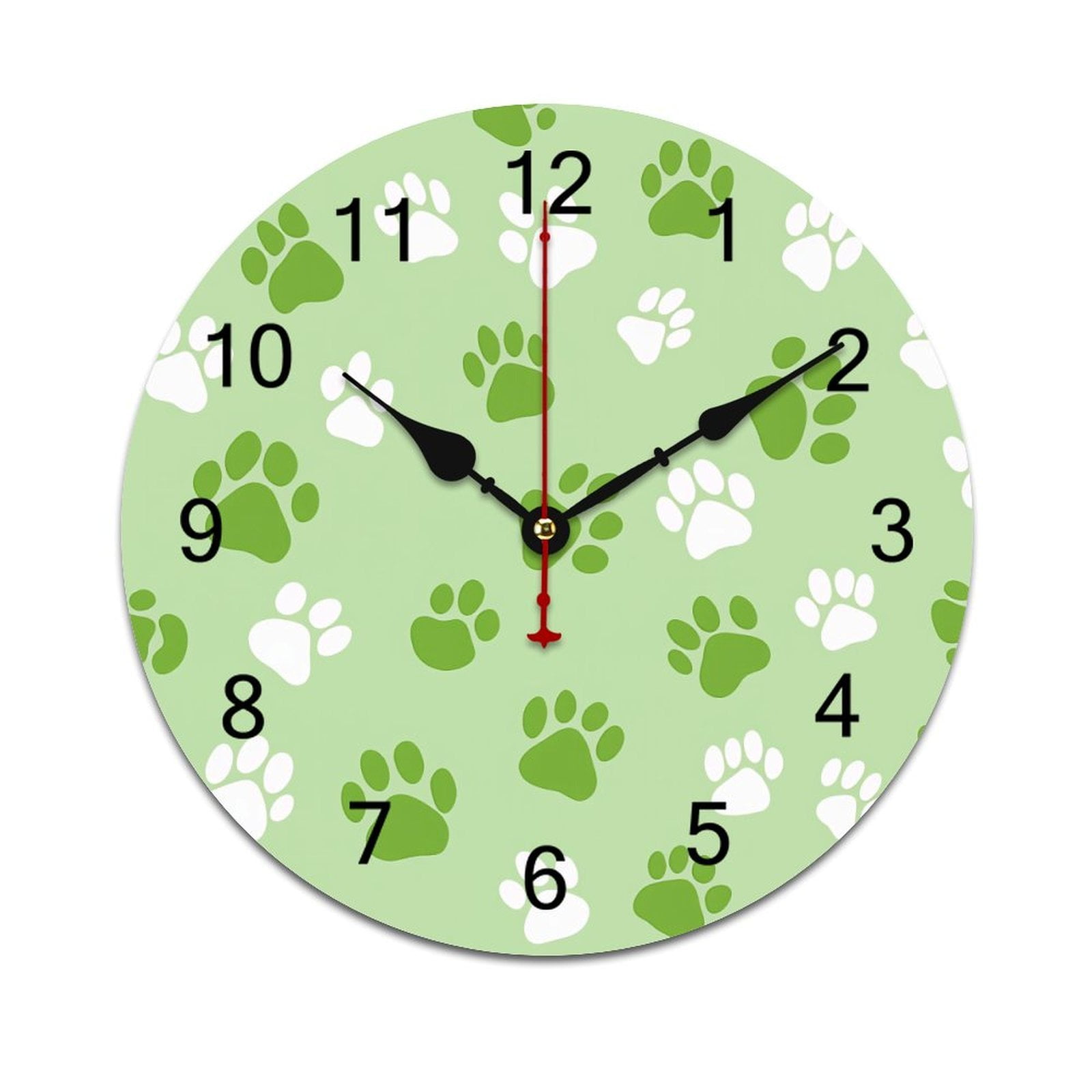 Paw Print Bedroom Wall Clock Large Modern Kitchen Dinning Round Living ...