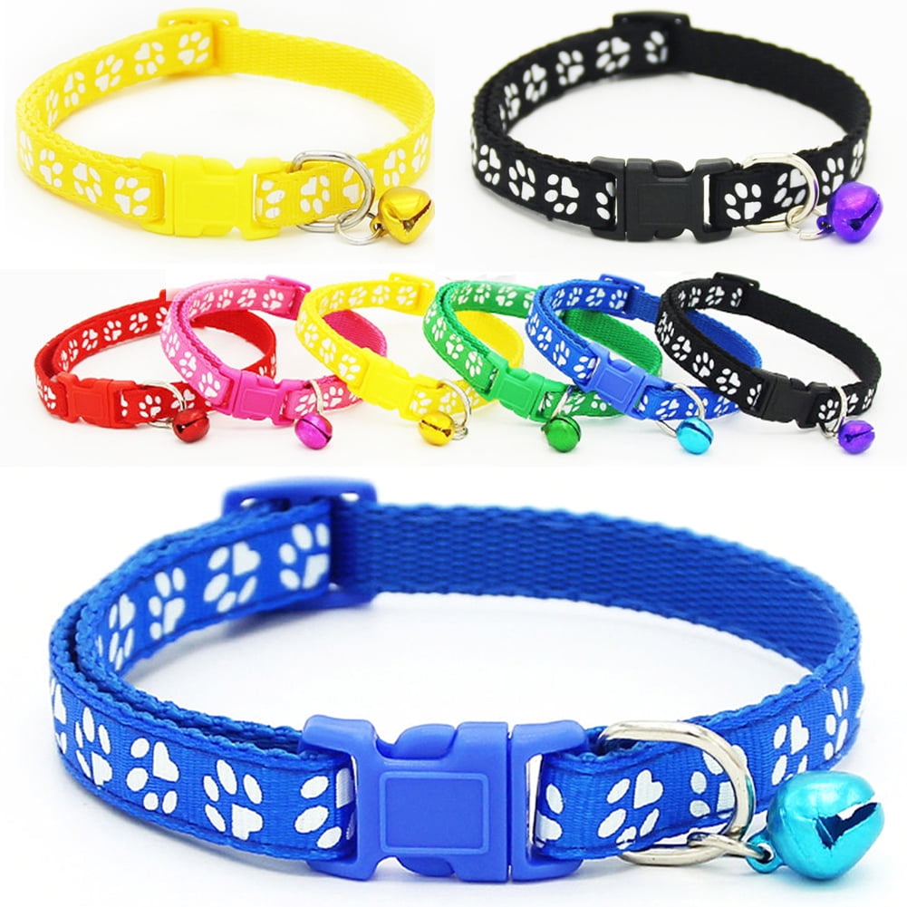 Paw Print Bell Collar for Puppy Cat, Pet Collar for Small Cats and Dogs ...