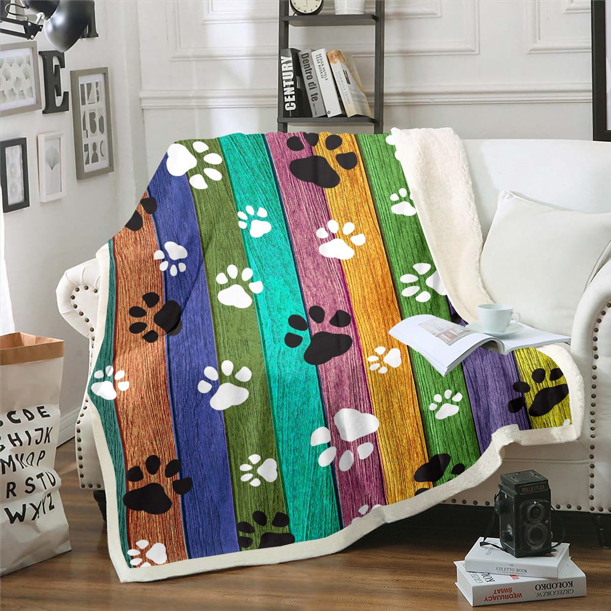 Paw Print Blanket Puppy 40"x50" Throw Blanket ,Pup Dog Claw Marks ...