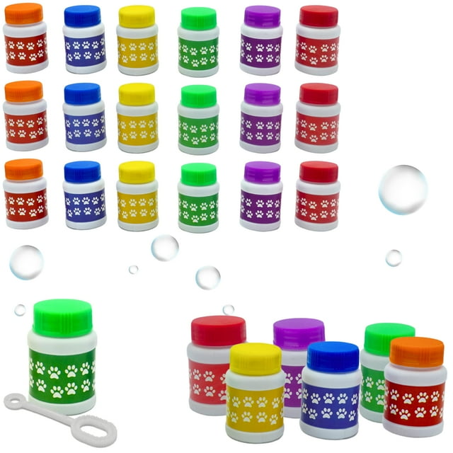 Paw Print Bubble Bottles Mini 24 Pack - Bubbles Party Favors for Kids 1 ...