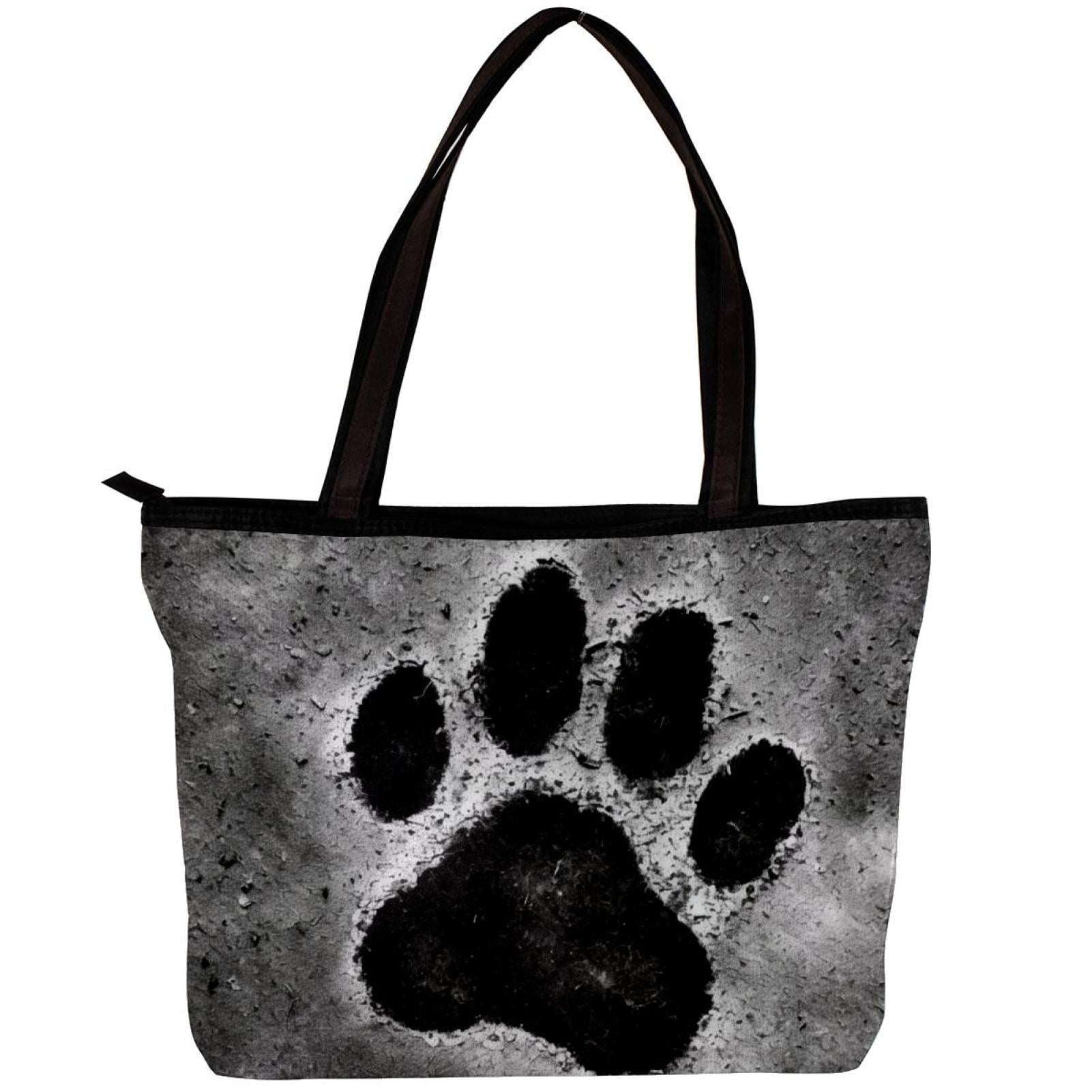 Paw Print Canvas Leather Mix Crossbody Bag 30x10.5x39cm Twill Sponge ...