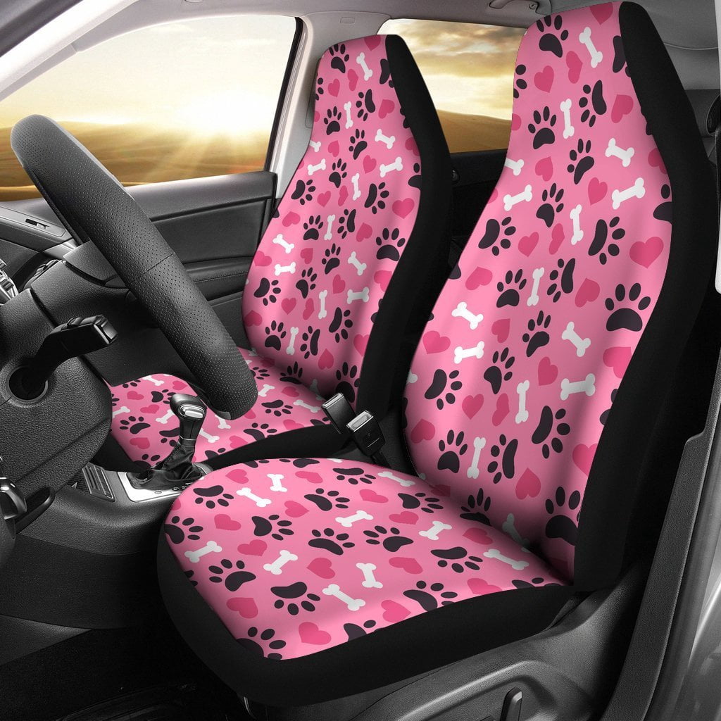 Paw Print Car Seat Covers Grey/Black 161012 Pack of 2 Universal Front ...