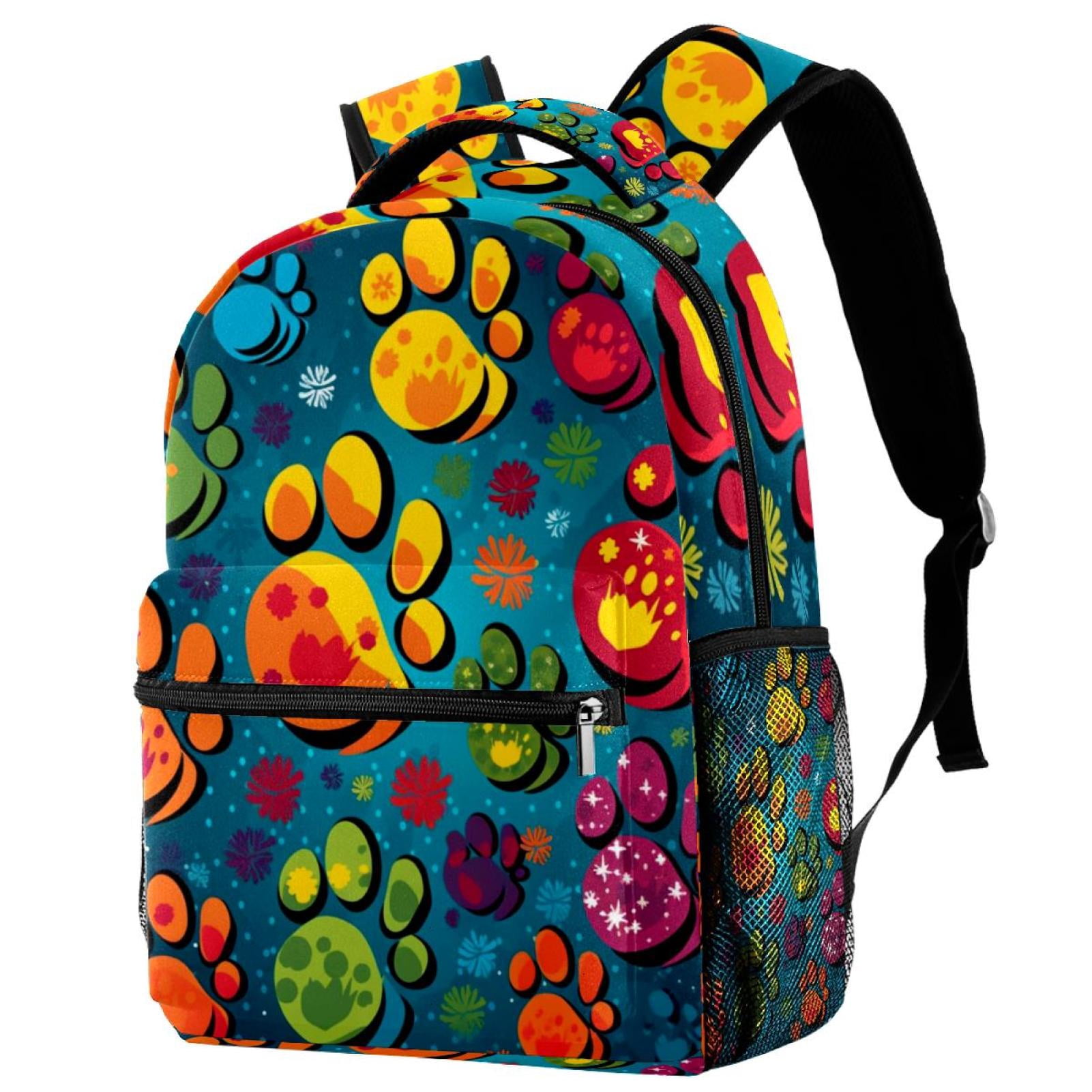 Paw Print Colored Casual Backpacks Lightweight Premium Backpack with 1 ...