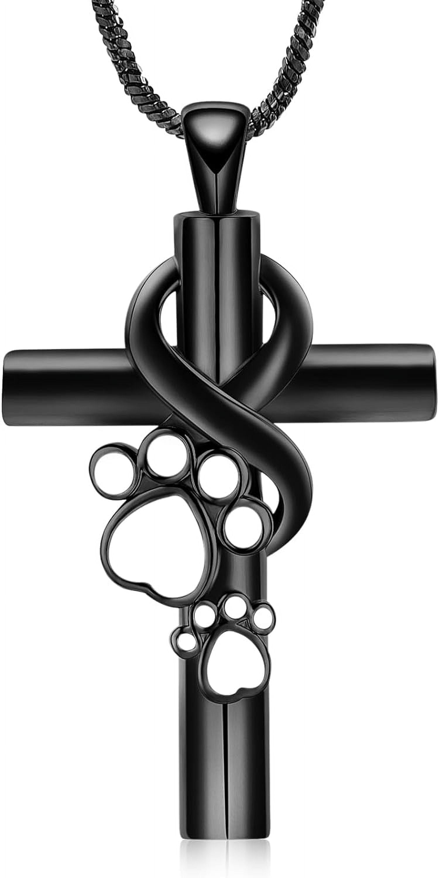 Paw Print Cross Cremation Jewelry for Pet Infinity Cross Urn Necklace ...