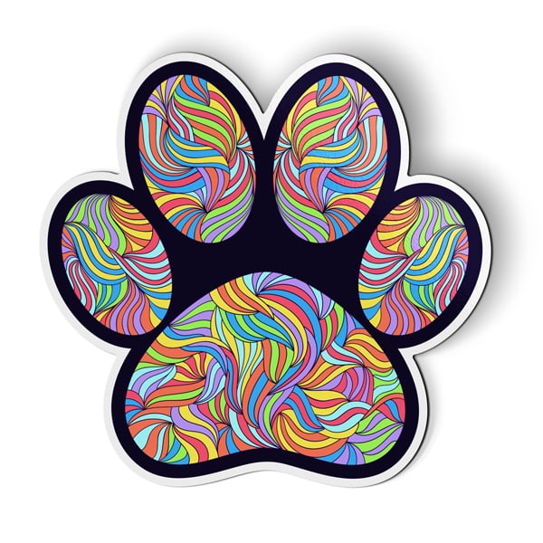 Paw Print Cute Colorful Tangle Design - 5.5" Magnet for Car Locker ...