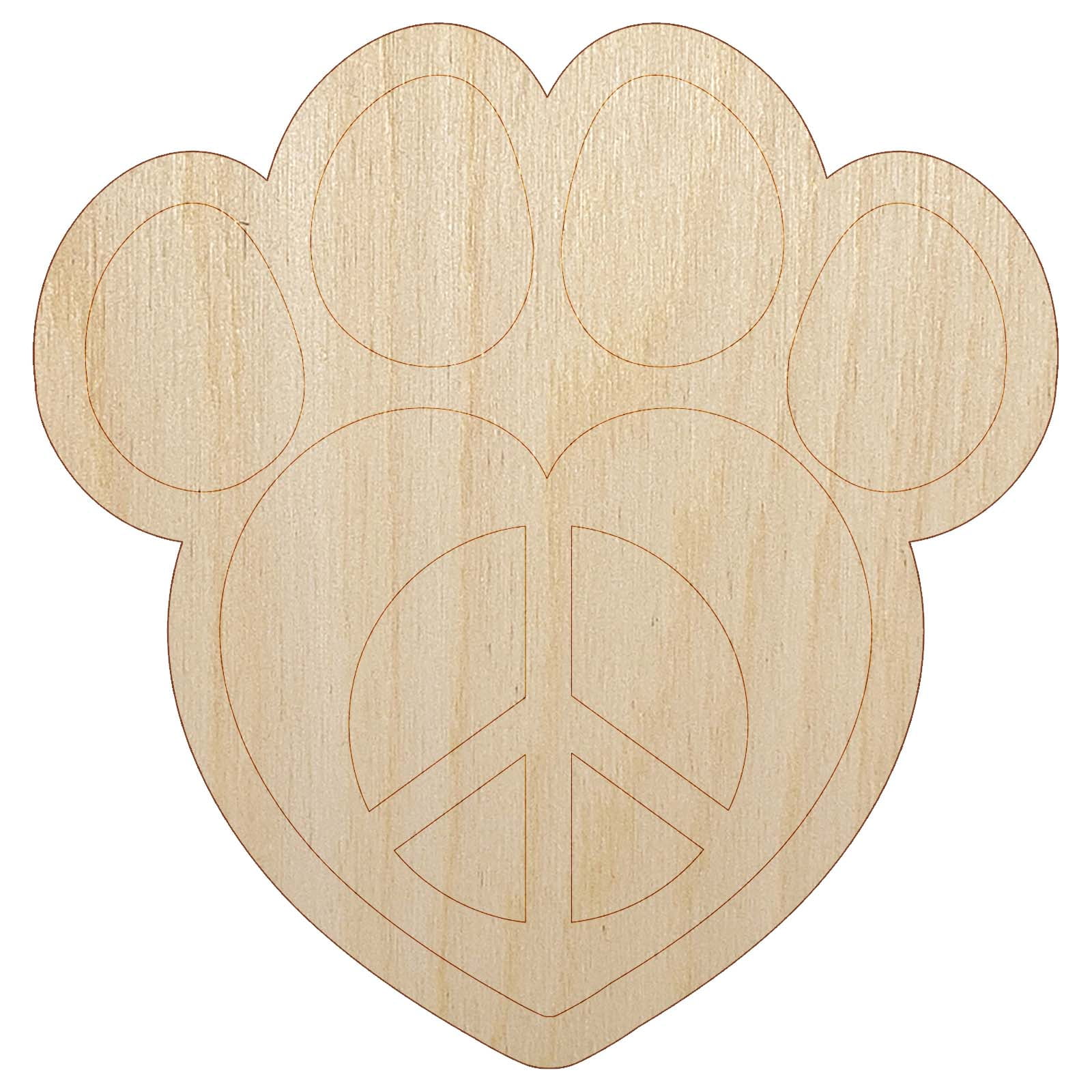 Paw Print Dog Cat Heart Peace Sign Wood Shape Unfinished Piece Cutout ...