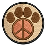 Paw Print Dog Cat Peace Sign Applique Multi-Color Embroidered Iron-On ...