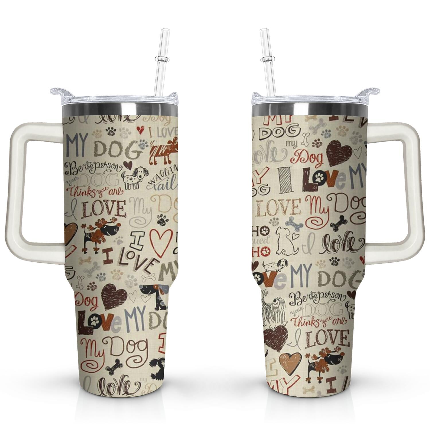 Paw Print Dog Lovers Tumbler 40oz - Vacuum Insulated Coffee Cup with ...