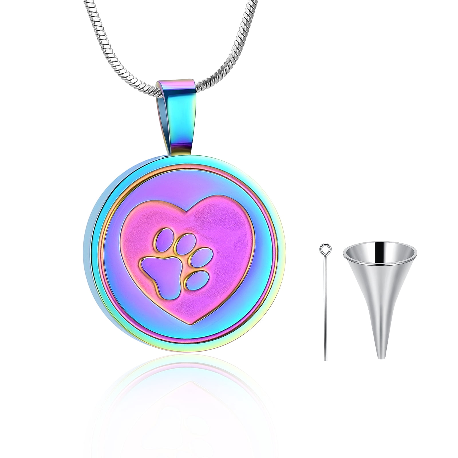 Paw Print Dog Tag Cremation Jewelry for Ashes Urn Necklace Lockets for ...