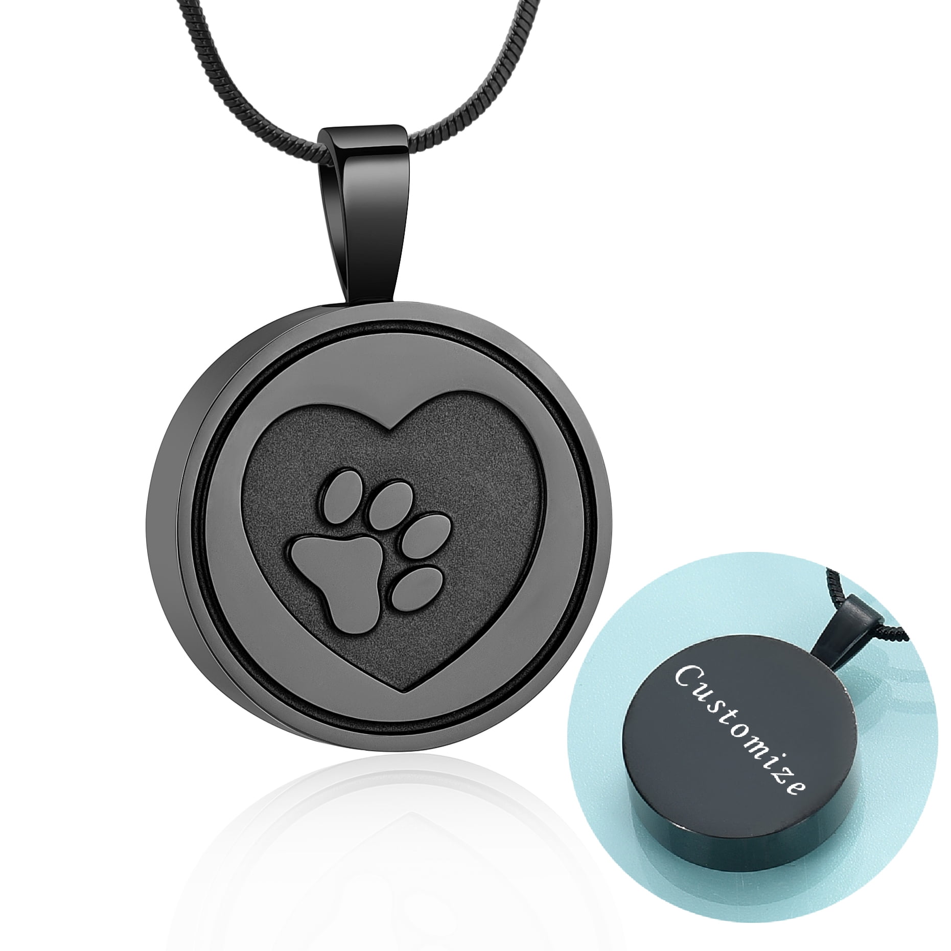 Paw Print Dog Tag Cremation Jewelry for Ashes Urn Necklace Lockets for ...