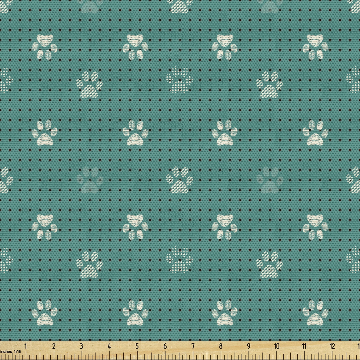 Ambesonne Paw Print Fabric by the Yard Upholstery, Step Marks Tiny ...