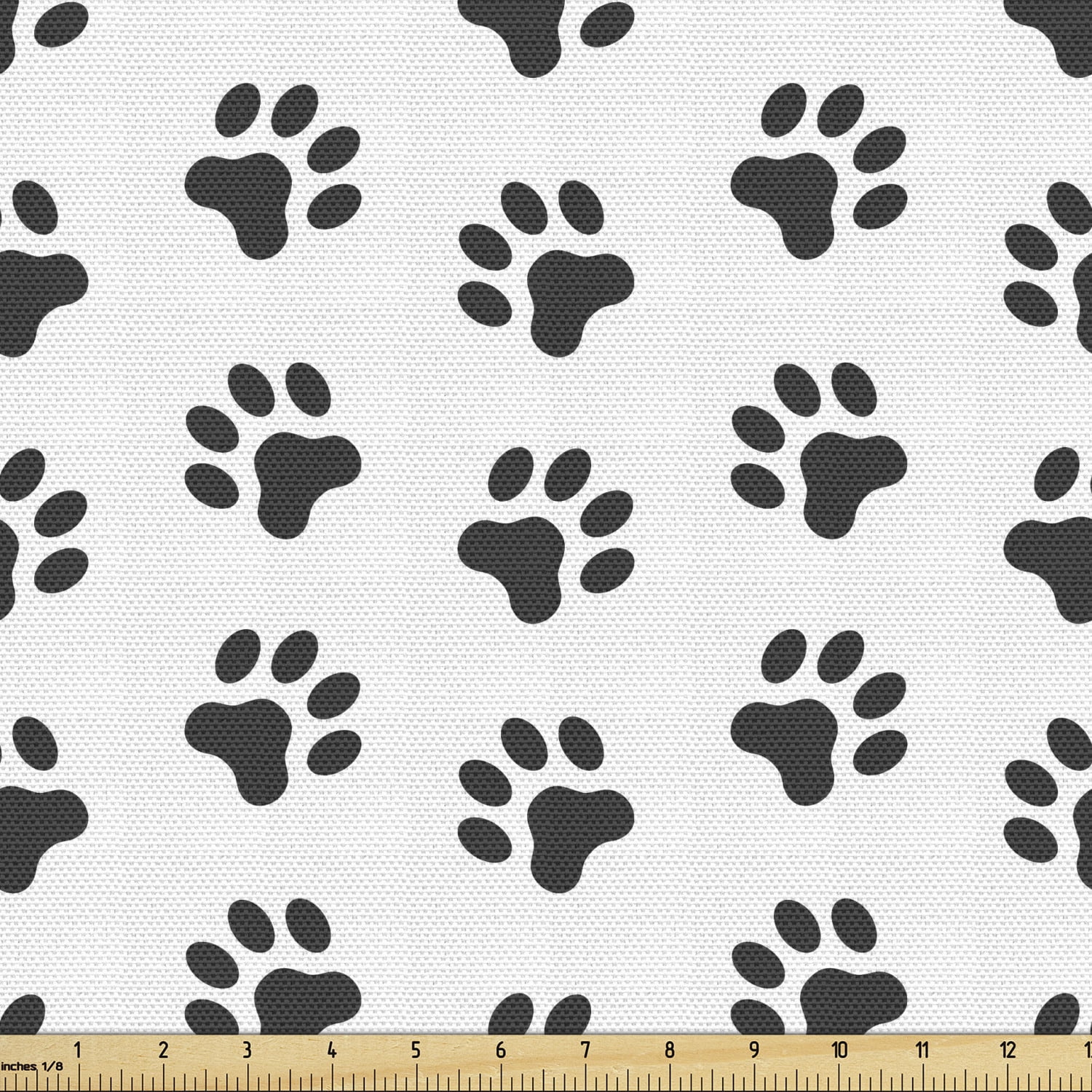 Ambesonne Paw Print Fabric by the Yard Upholstery, Puppy Kitten Dog and ...