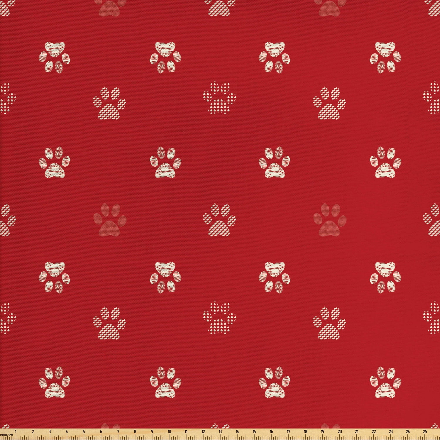 Ambesonne Paw Print Fabric by the Yard Upholstery, Ornamental Animal ...